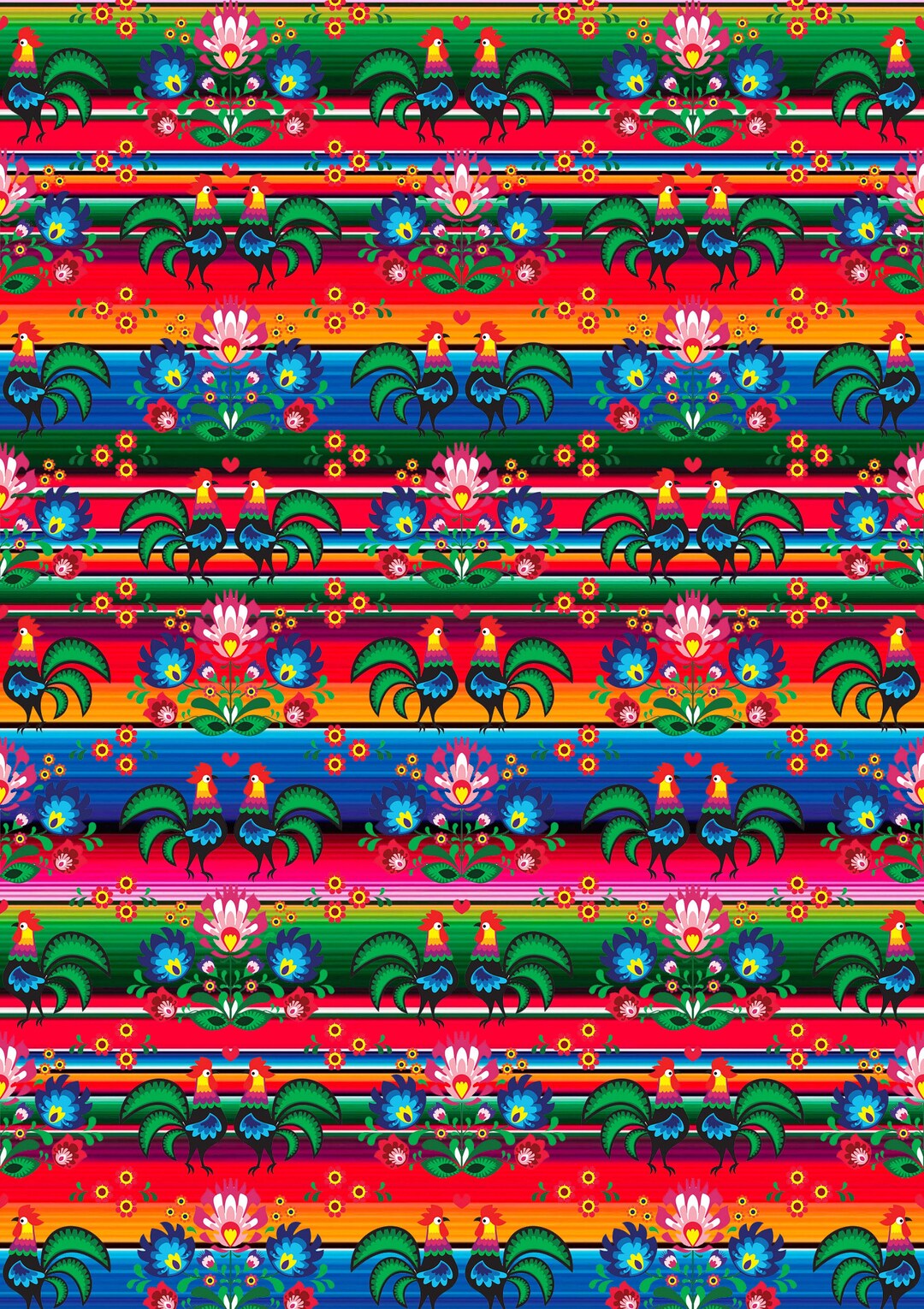 12 X 17 Serape HTV Roosters Gallos Mexico Zarape Printed Print Pattern ...