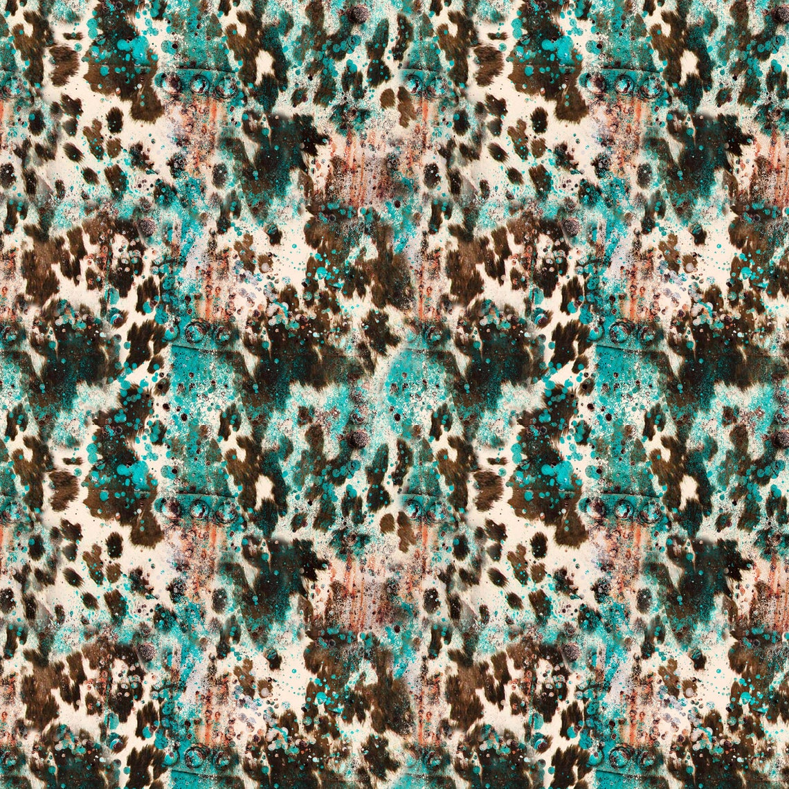 12 X 12 Cowhide Brown Teal Decal Vinyl Cow Print - Etsy