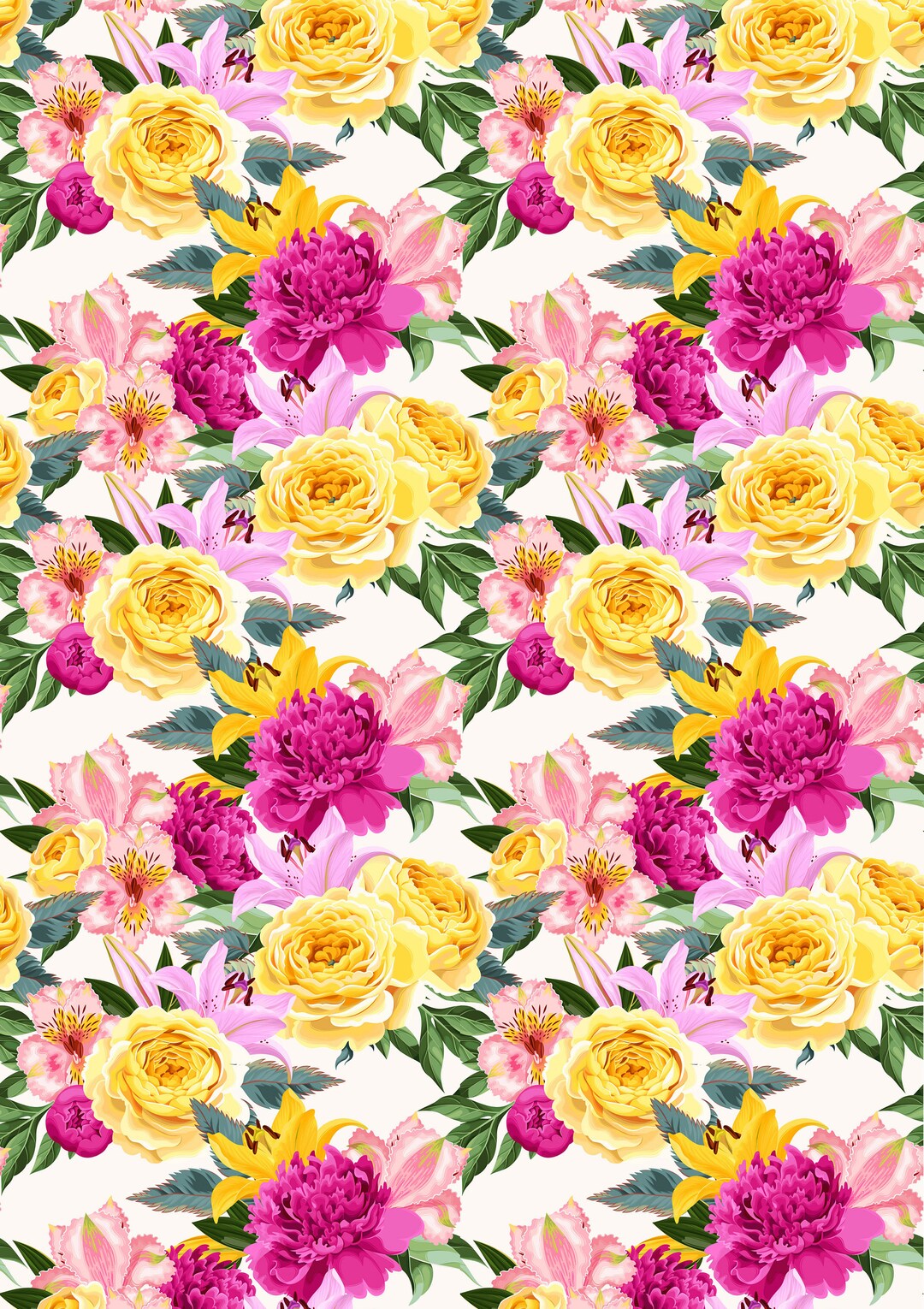 12 X 17 Flowers Floral Roses HTV Pink Hot Pink Yellow Mom Mother's Day ...