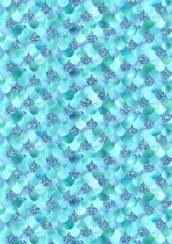 12 X 17 HTV Scallop Teal Mermaid Scales Background - Etsy