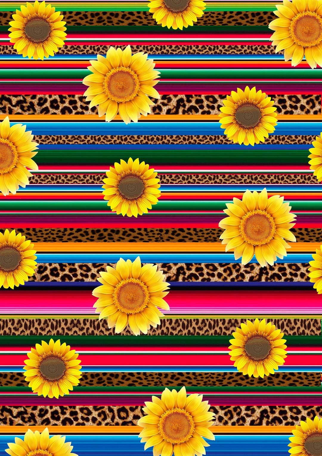 12 X 17 Serape and Yellow Sunflowers HTV Sheet Mexico Colorful Sheet ...