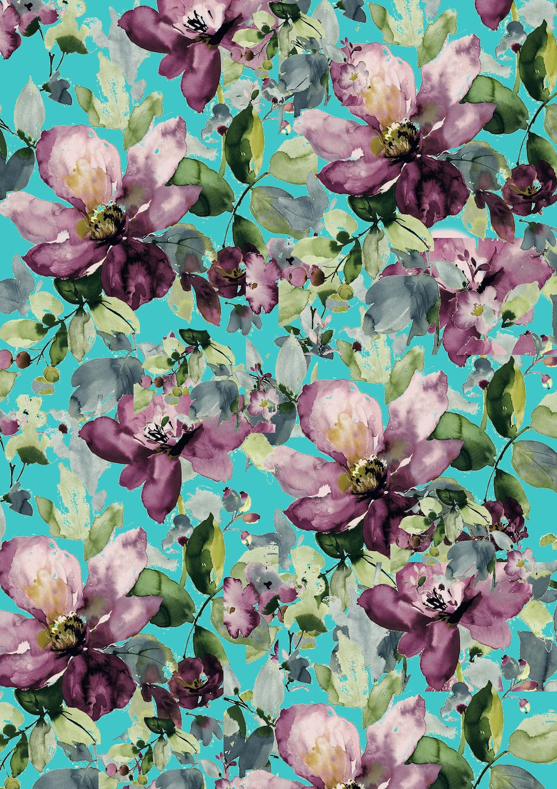 12 X 17 Purple Flowers Roses Teal HTV Mother's - Etsy