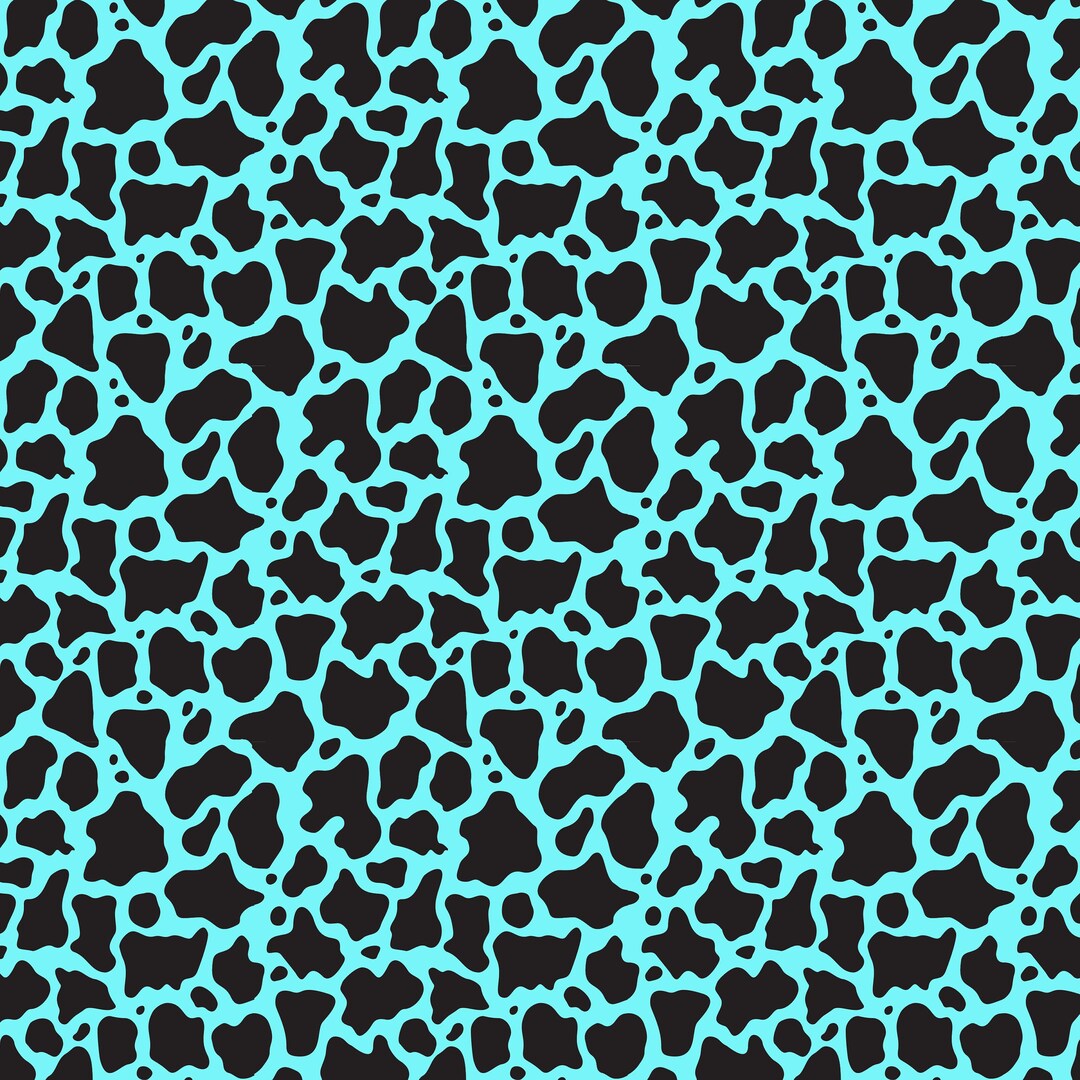 12 X 12 Cow Print Small Teal Decal Vinyl Animal Print Trendy Permanent ...