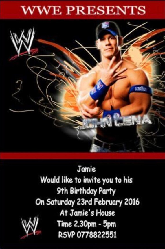 Wwe Birthday Invitation Wording