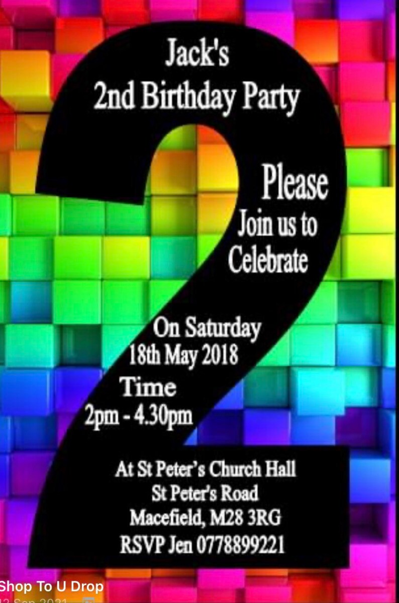 10 X Personalised 2nd Birthday Party Invitations - Etsy