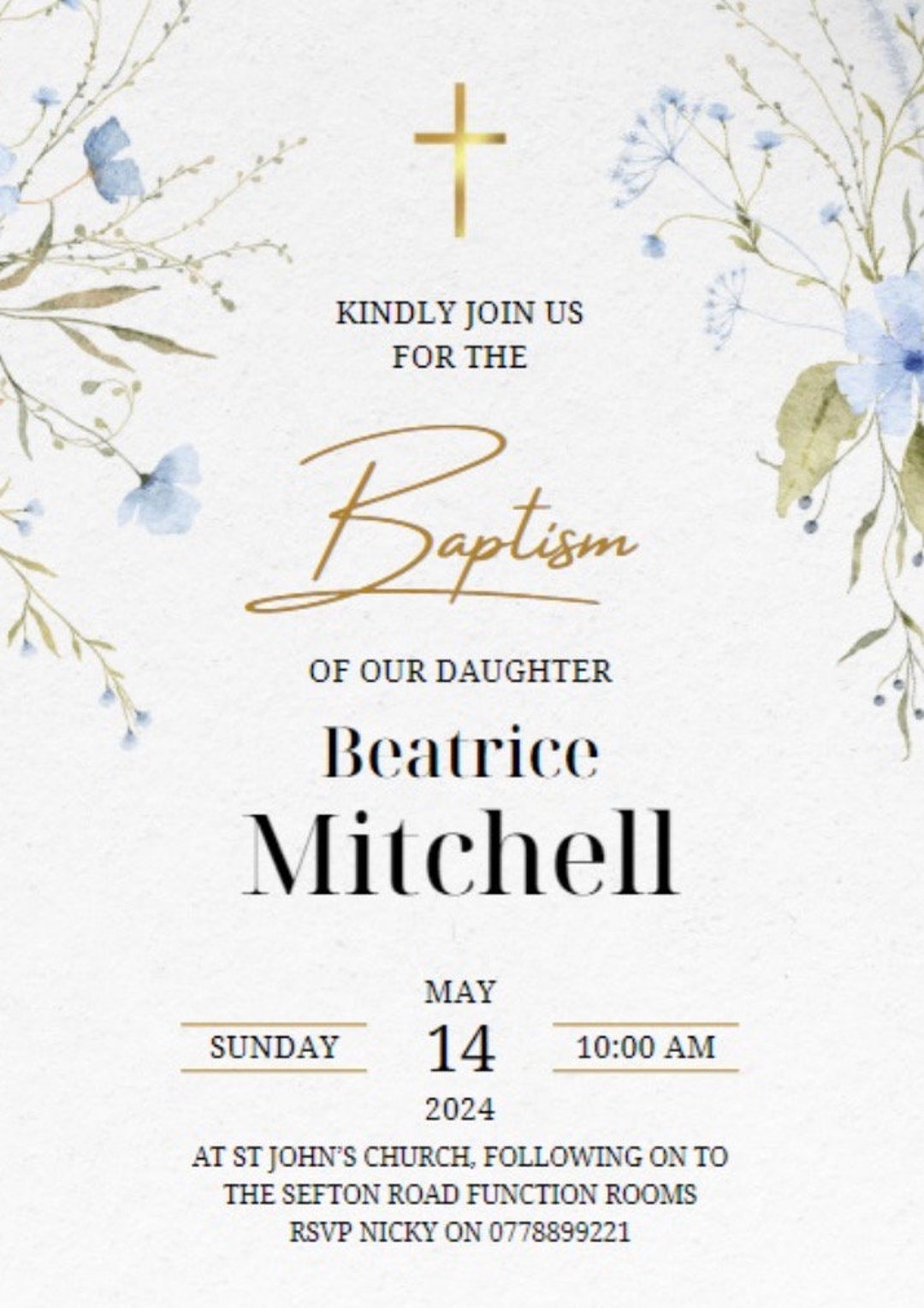10 X Beautiful Christening Invitations, Comes Complete With Envelopes ...