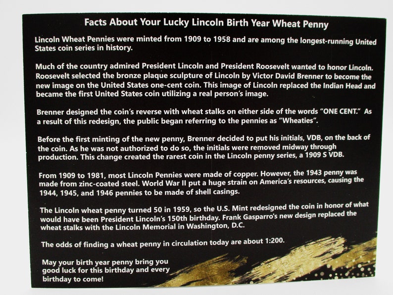 70th Birthday Card With 1954 Birth Year Lucky Lincoln Wheat Penny ...