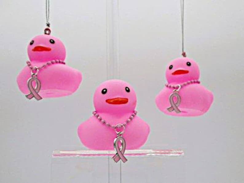 Breast Cancer Awareness Rubber Duck, Pink Ribbon Dashboard Decor ...