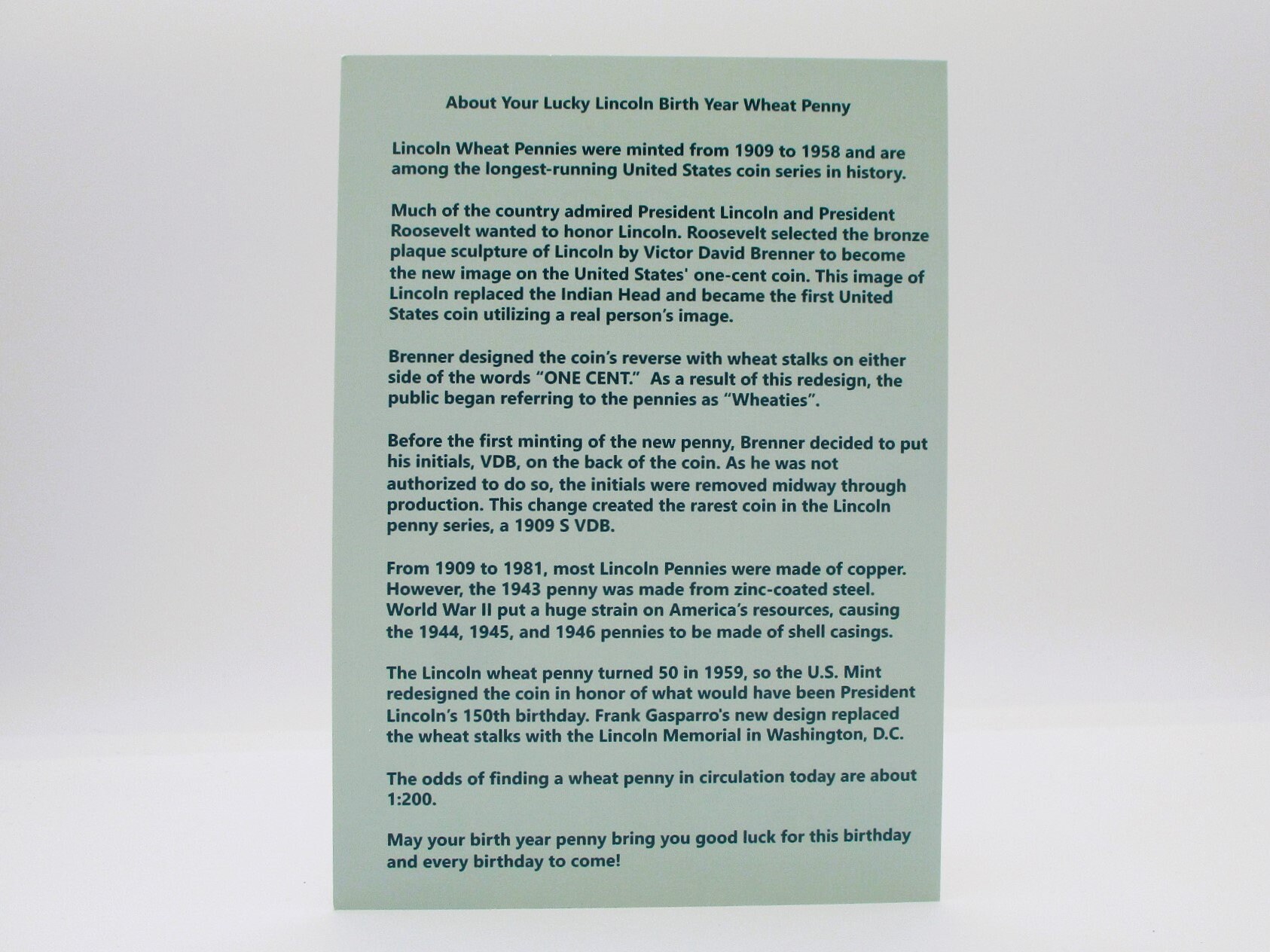 70th Birthday Card With 1954 Birth Year Lucky Lincoln Wheat Penny ...