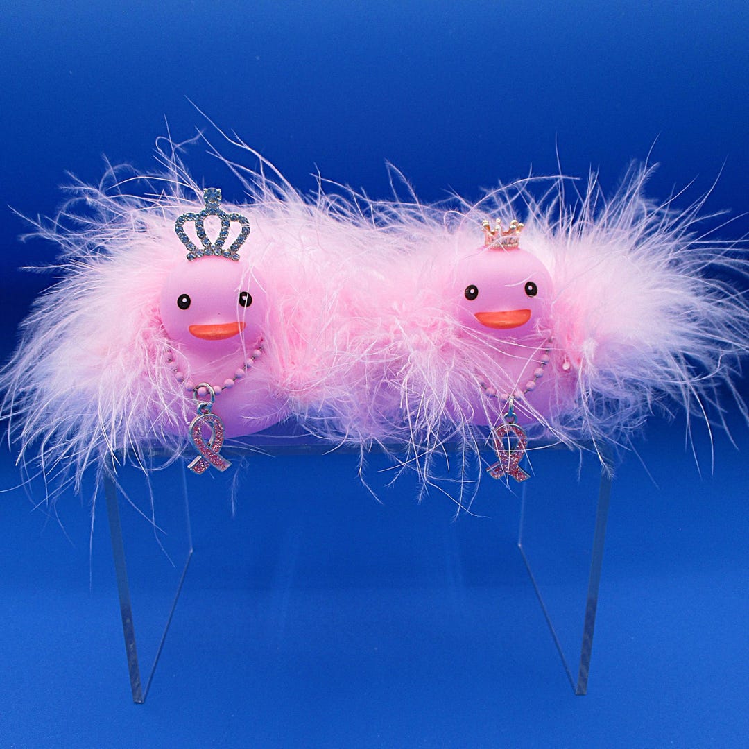 Breast Cancer Awareness Rubber Duck. Bling Duck Pink Ribbon Dashboard ...