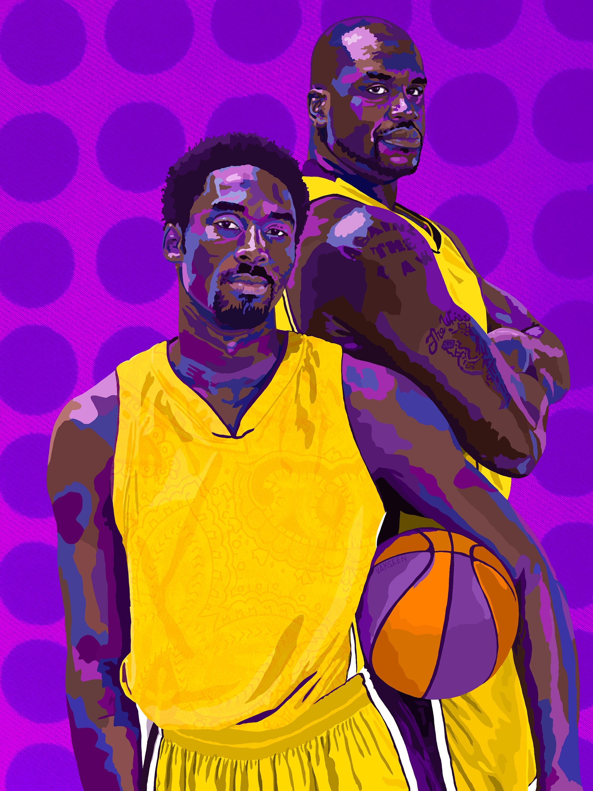 The Dynamic Duo Kobe & Shaq Inspired Art Pop Art Prints Sports Art ...