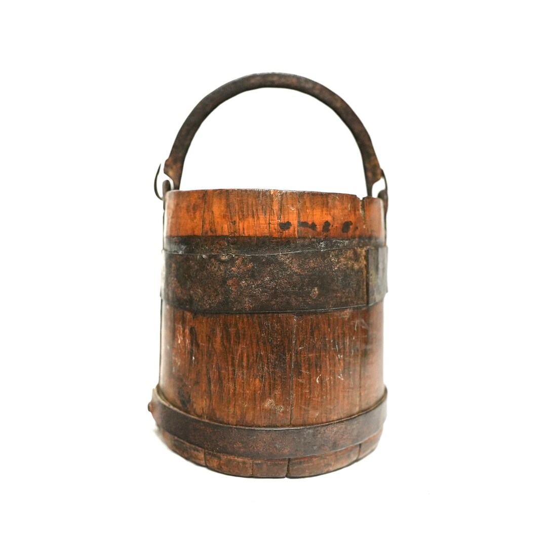 Primitive Staved Bucket With Iron Bands Hand Forged Antique - Etsy