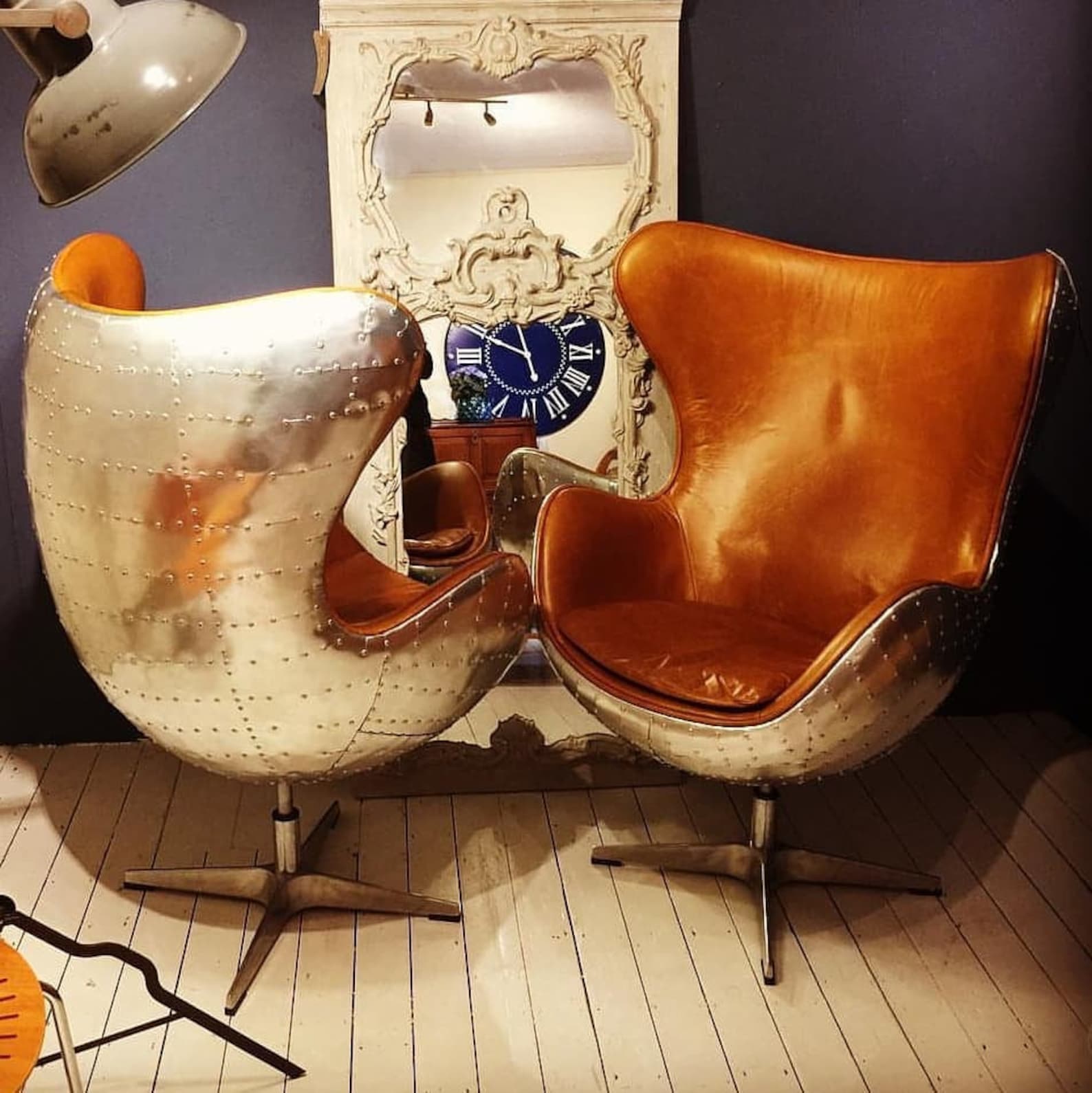 Aviator Tomcat Egg Armchair. Vintage Brown Leather. Art Deco Spitfire ...