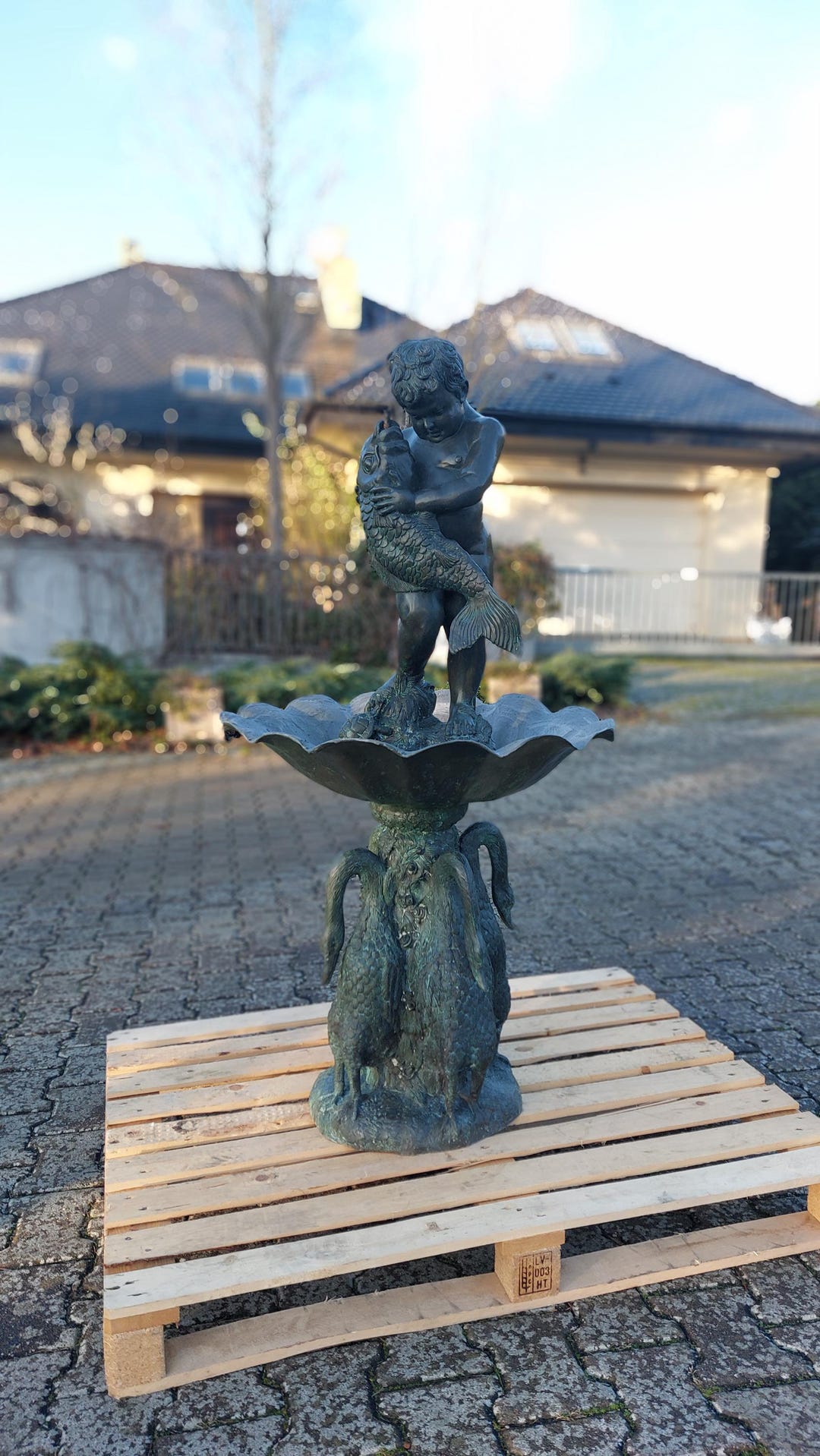 Bronze Fountain "boy With a Fish" - Etsy