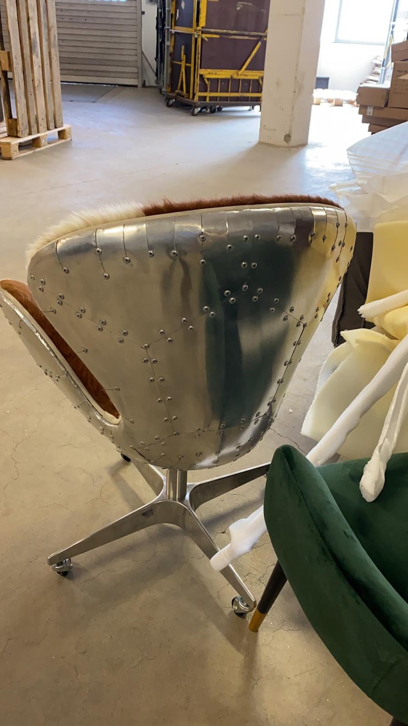 Aviator Office Swan Chair - Casters - Polished Aluminium - Genuine ...