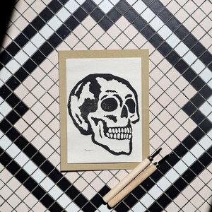 Skull Block Print // Halloween Decor, Block Print, Halloween Wall Art ...