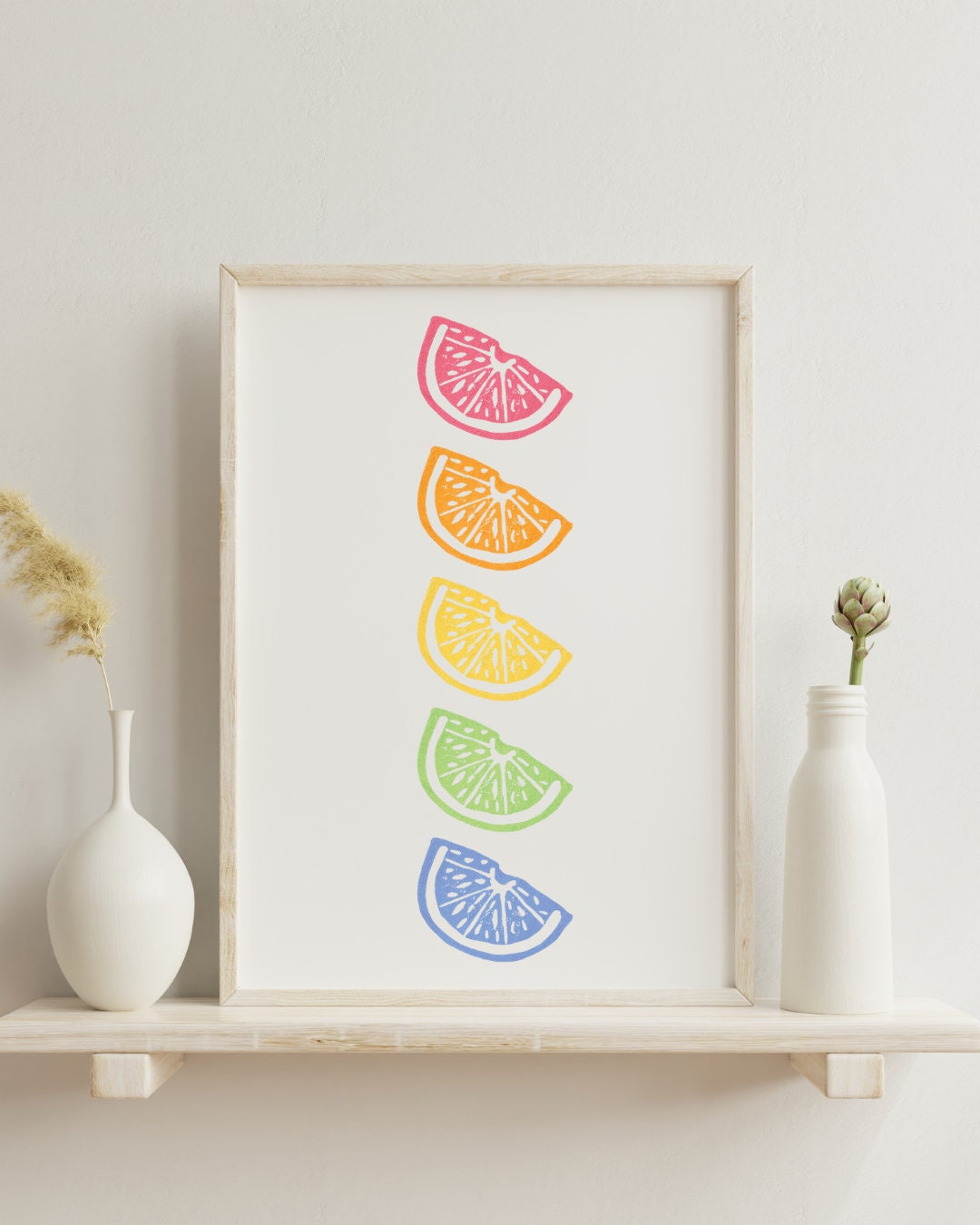 Rainbow Lemons Print Digital Download // Lemon Wedges Art Print ...