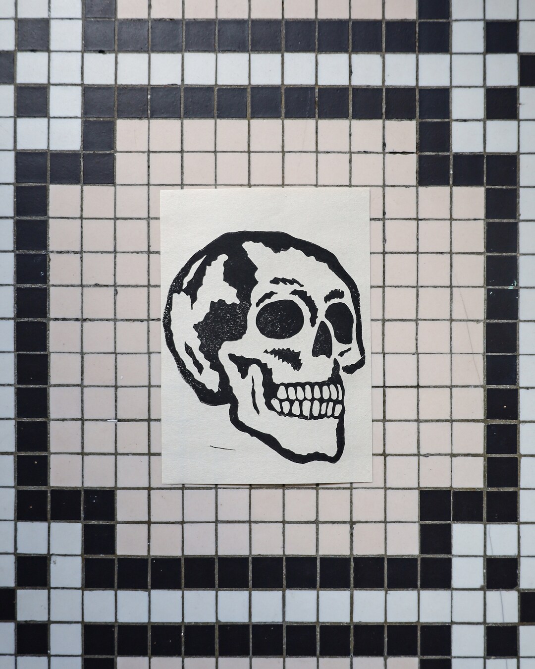 Skull Block Print // Halloween Decor, Block Print, Halloween Wall Art ...