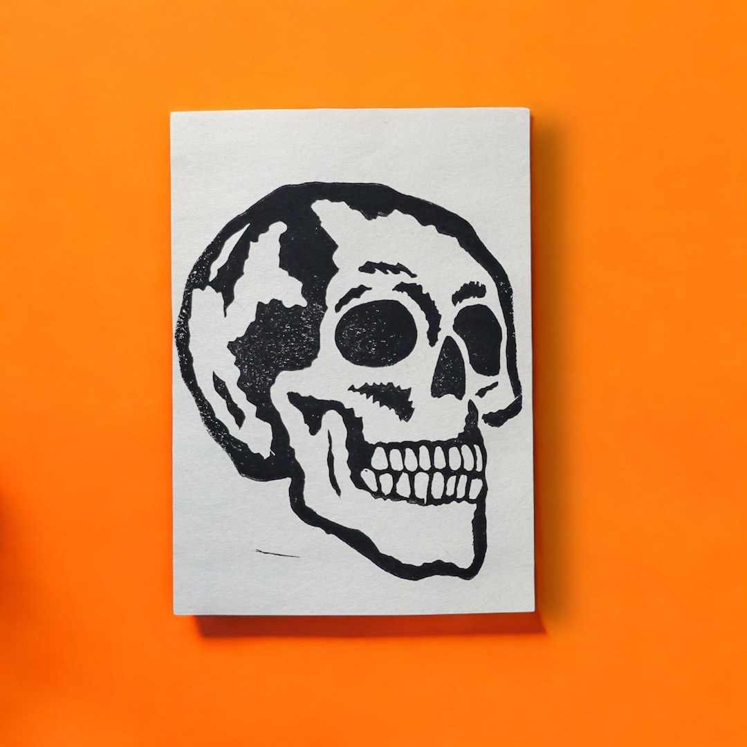 Skull Block Print // Halloween Decor, Block Print, Halloween Wall Art ...
