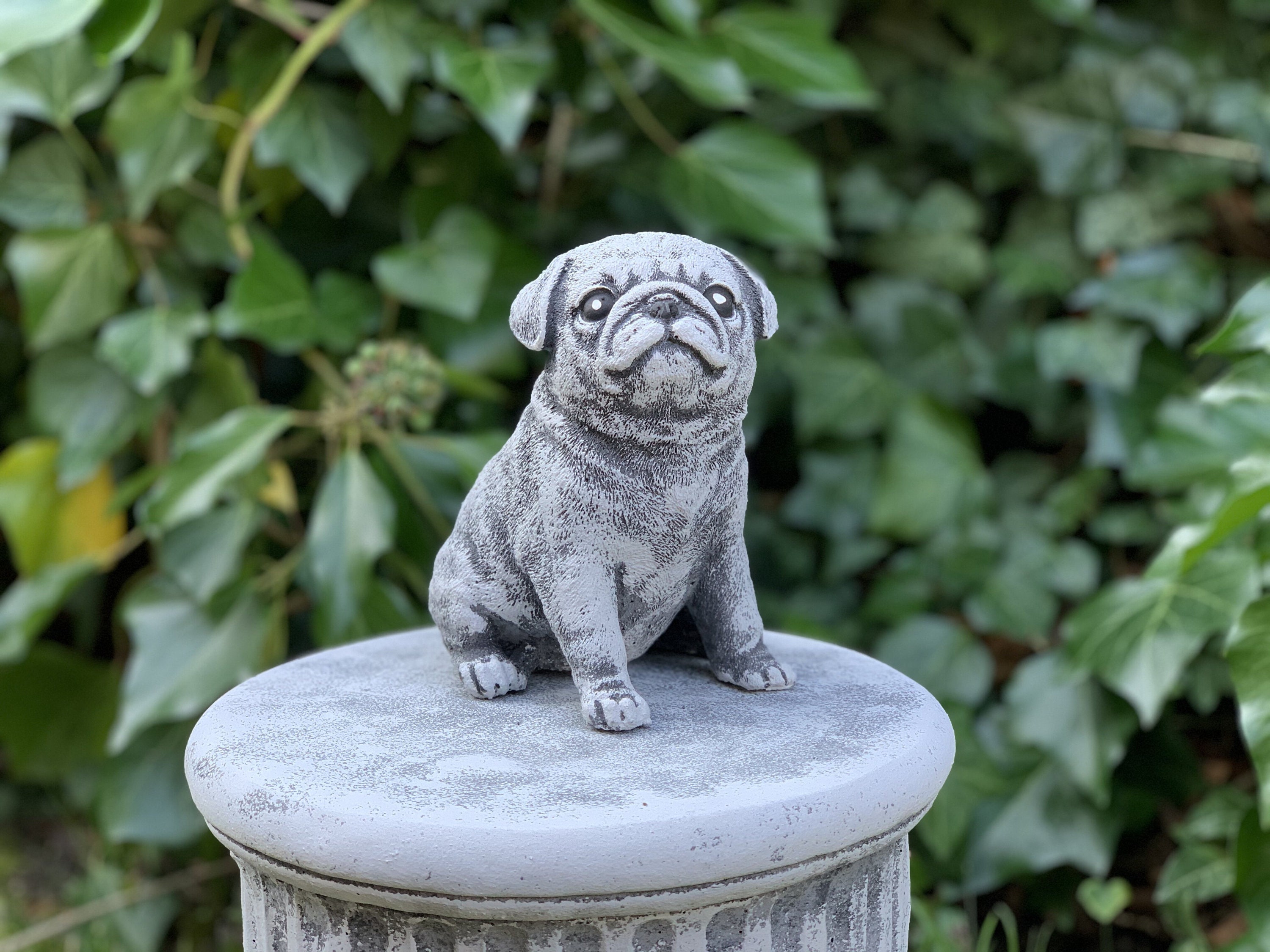Pug Statue Concrete Painted Pug Cement Dog Figure Pet | Etsy