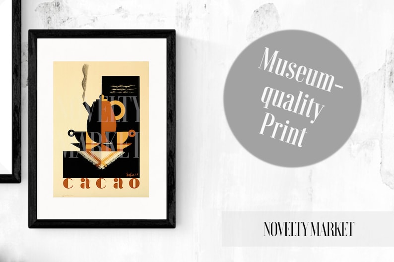 Cacao Hot Chocolate Poster 1926 Vintage Poster Kitchen | Etsy