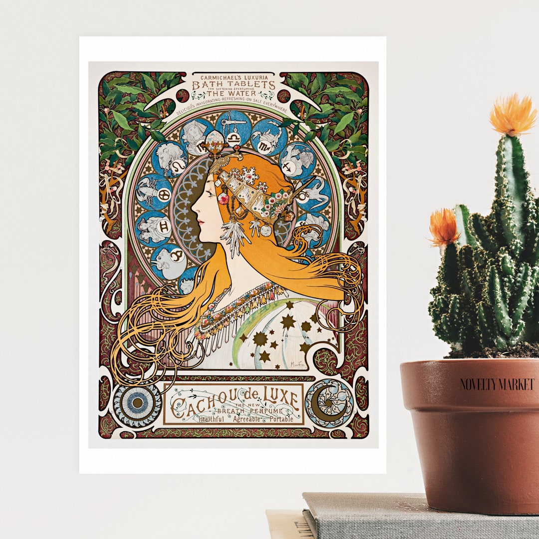 Zodiac 1896 by Alphonse Mucha, Art Nouveau Print, Mucha Zodiac Art ...