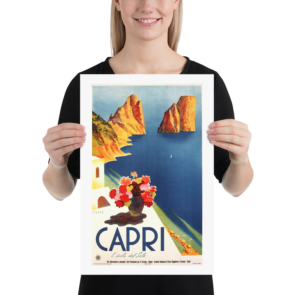 Vintage Capri Poster 1952, Vintage Italy Travel Poster, Italy Travel ...