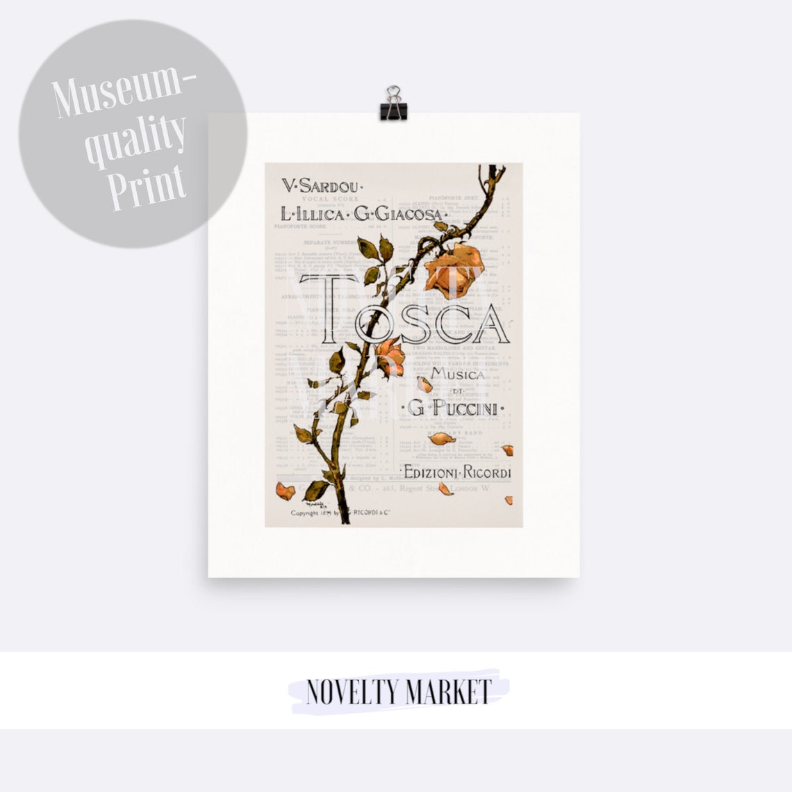 Tosca Puccini Opera Poster Opera Lover Gift Opera Print - Etsy