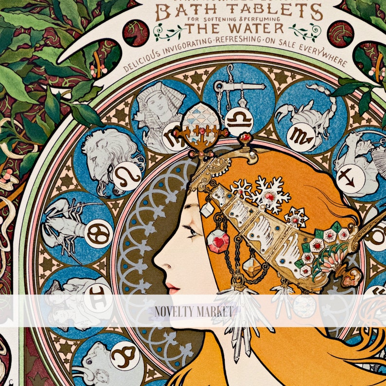 Zodiac 1896 by Alphonse Mucha Art Nouveau Print Mucha - Etsy