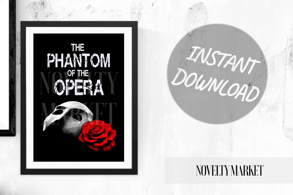 Phantom of the Opera Poster Printable Wall Art Minimalist - Etsy