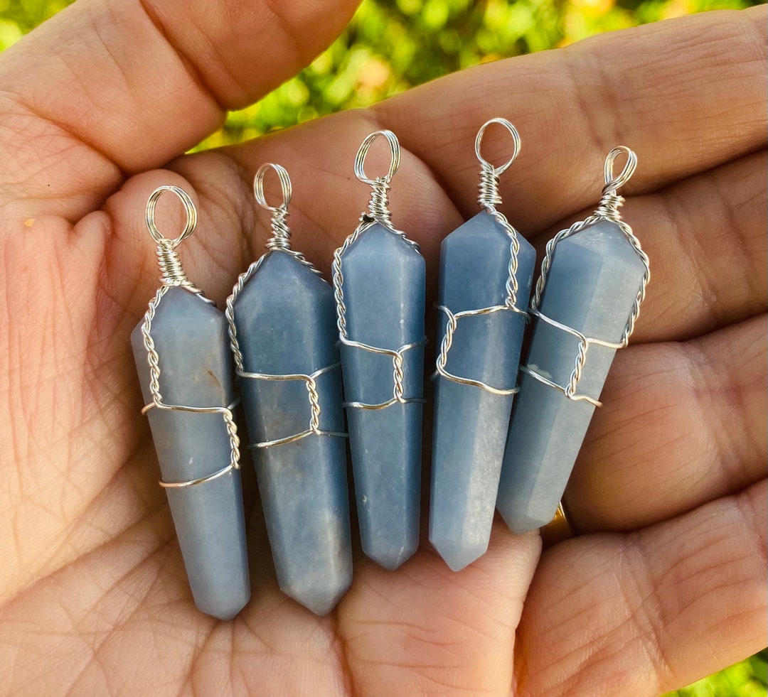 Angelite Necklace Pendant - Etsy