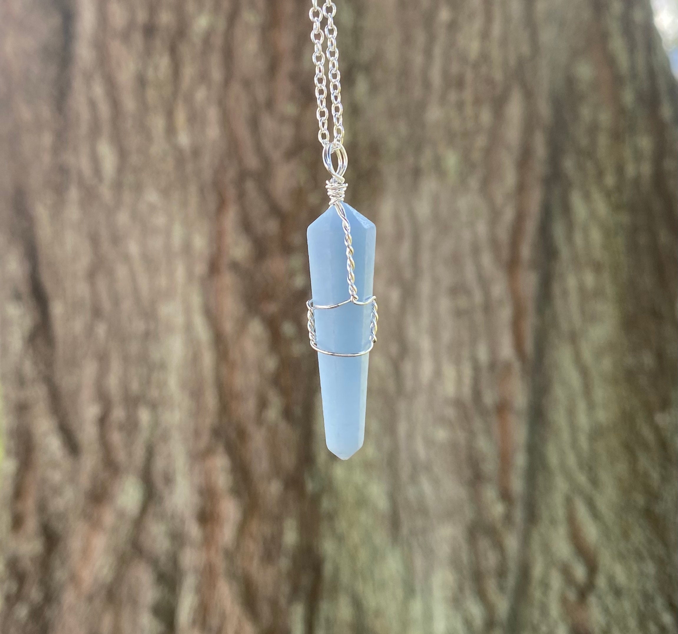 Angelite Necklace Pendant - Etsy