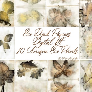 Digital Eco Prints Kit( 10 Pages), Printables, Eco Dyed Paper ...