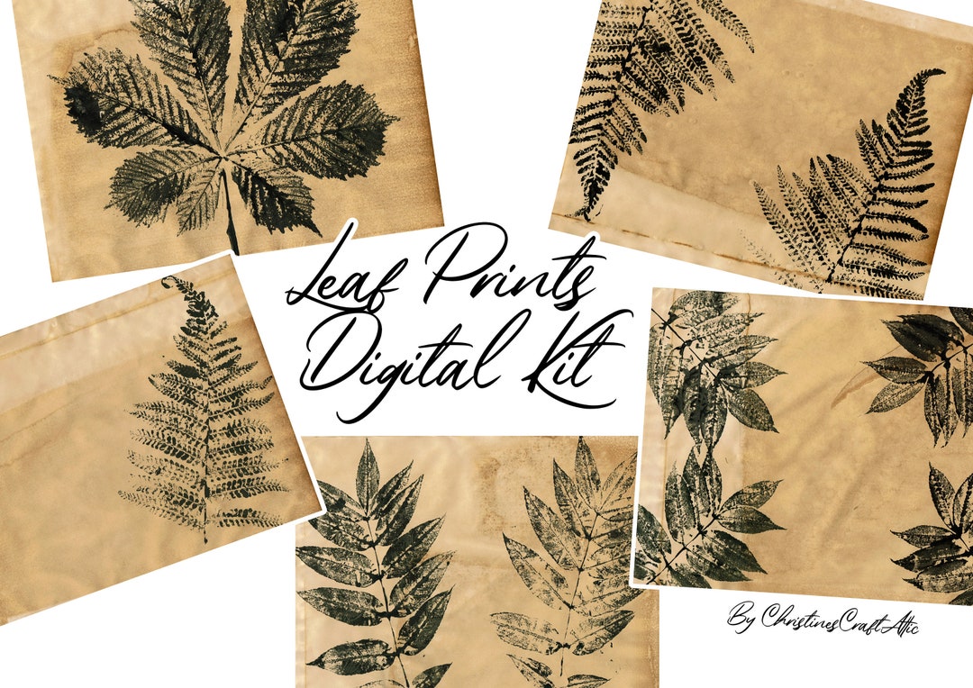 Digital Leaf Prints Kit (5 Pages), Printables, Ephemera for ...