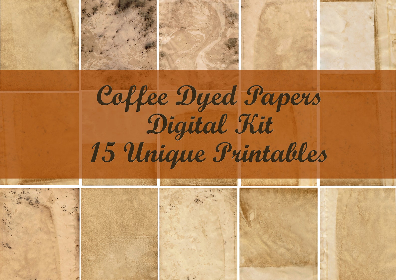 Coffee Dyed Papers Digital Journal Kit Printables | Etsy