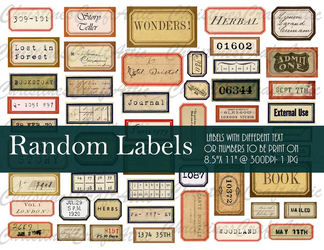 Random Labels - Digital Junk Journal Kit, Printables, Art Journal ...
