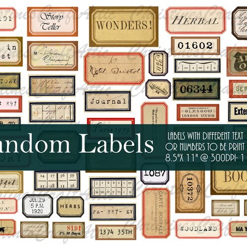 Random Labels Digital Junk Journal Kit Printables Art - Etsy