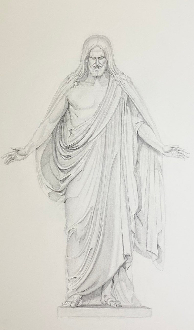 Graphite Pencil Jesus Christ Christus Statue Print 9x12 - Etsy