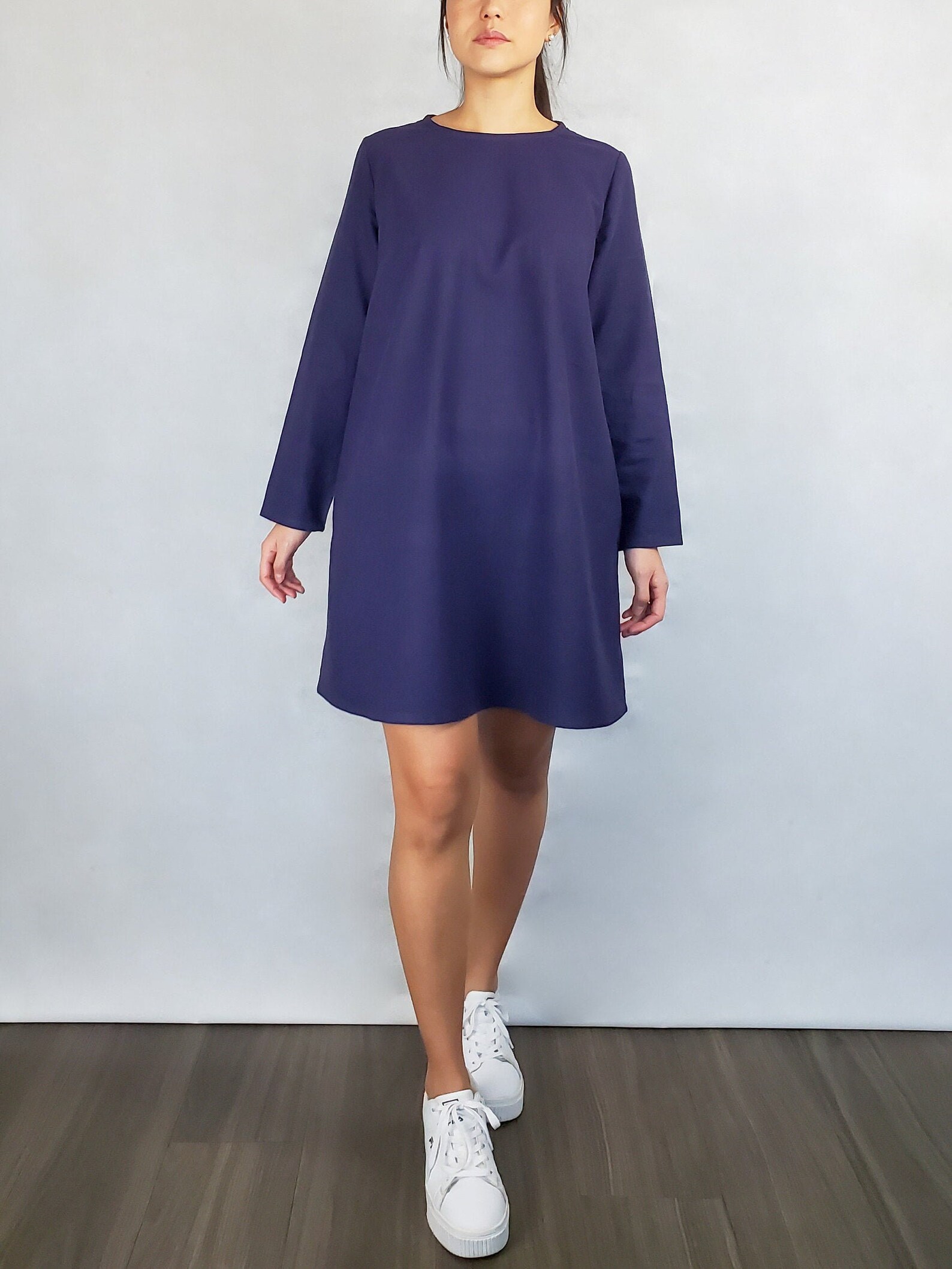 A-line Dress With Pockets and Long Sleeves / Basic Linen Dress | Etsy