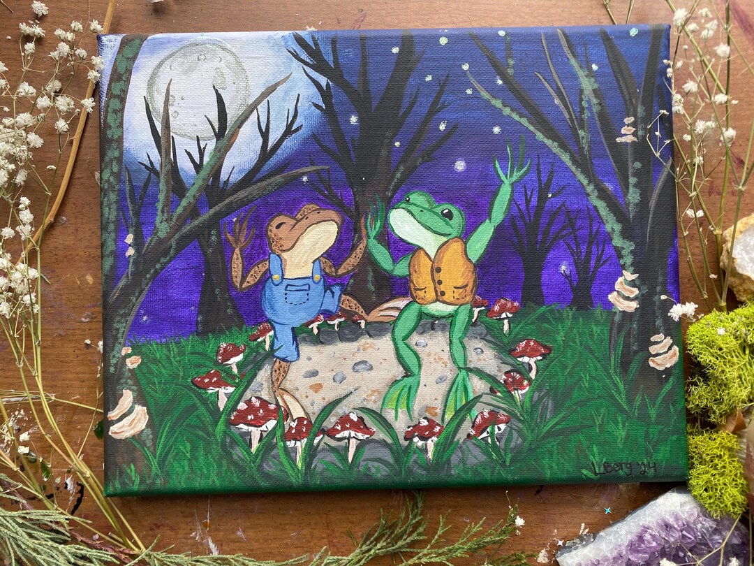 Frog and Toad Dance Under the Moon - Canvas Print - Etsy