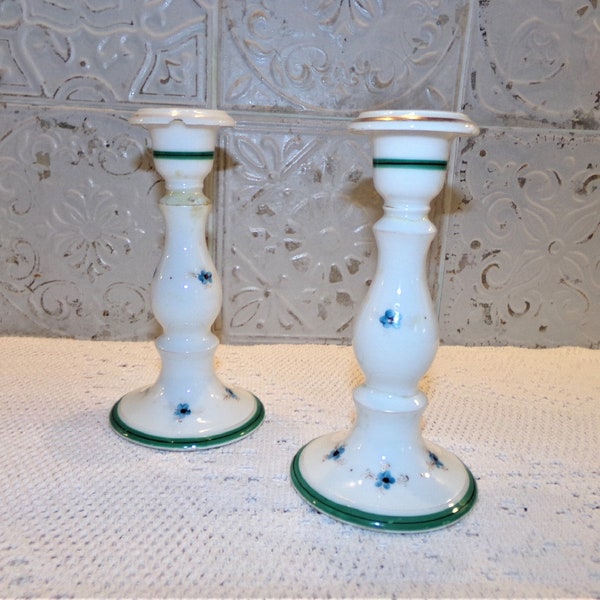 Antique Porcelain Candlesticks - Etsy