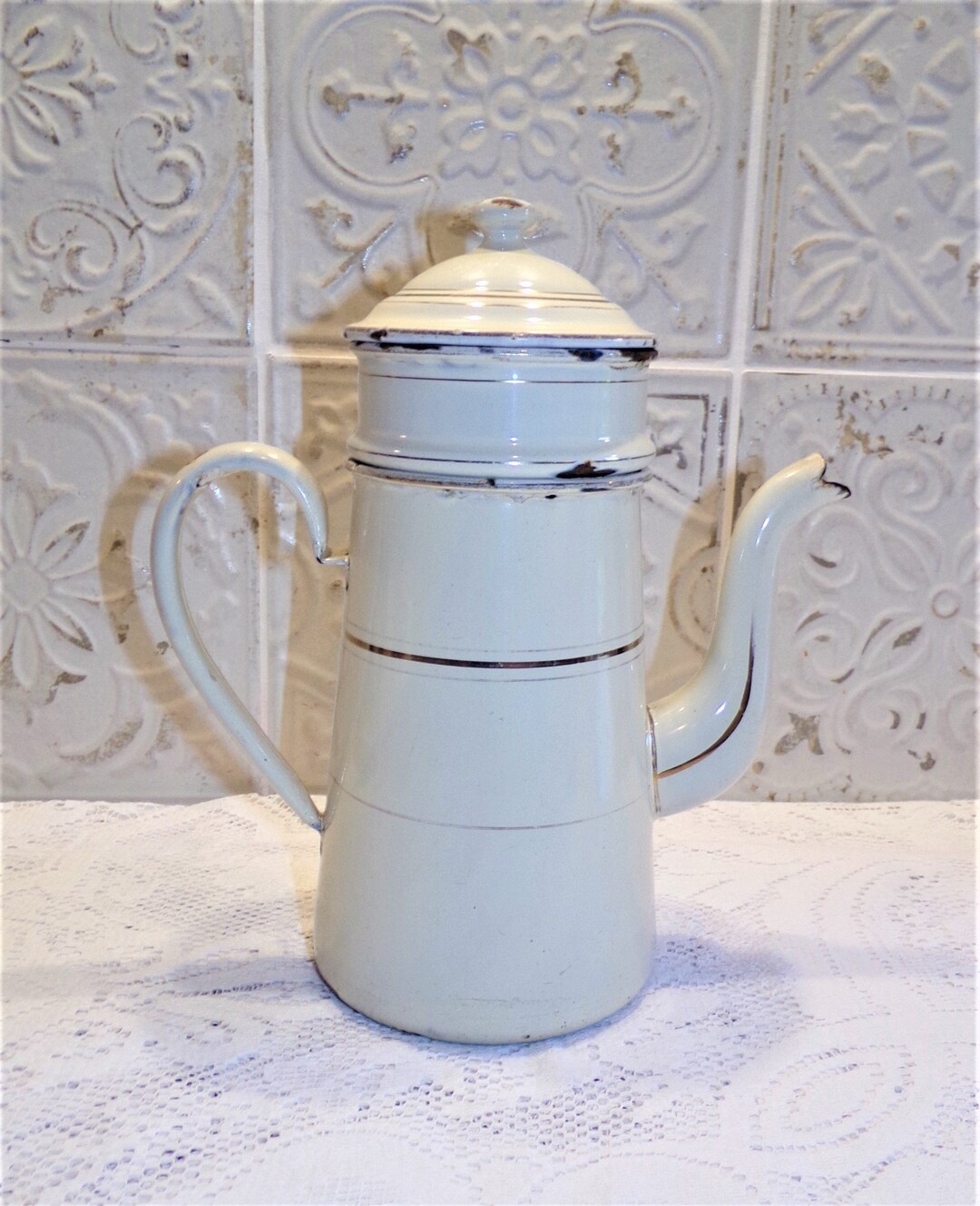 Vintage France 1950 Old Enameled Sheet Metal Coffee Maker Vintage ...