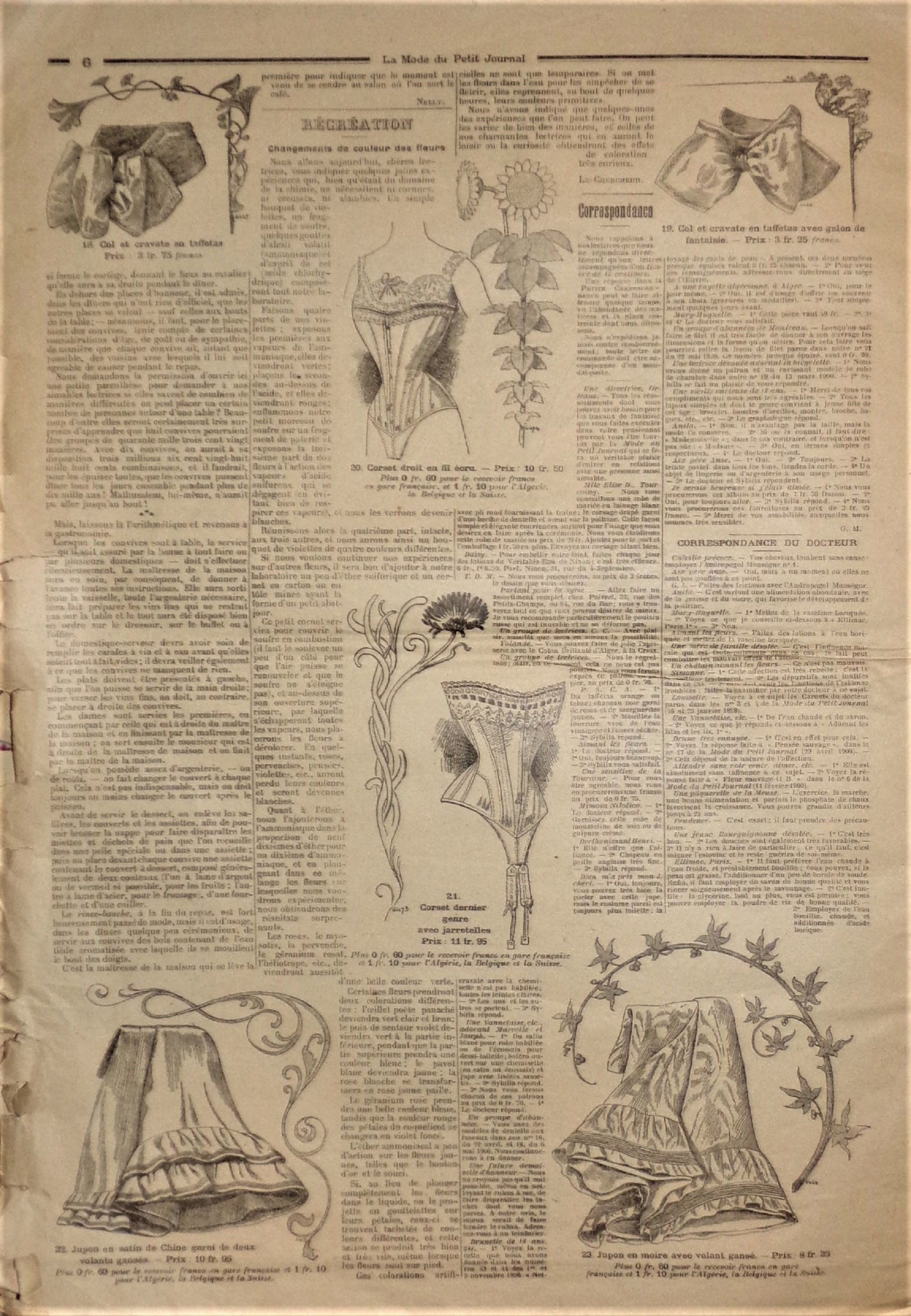 RARE 1900 Paris LA MODE Du Petit Journal Color Fashion Prints French ...