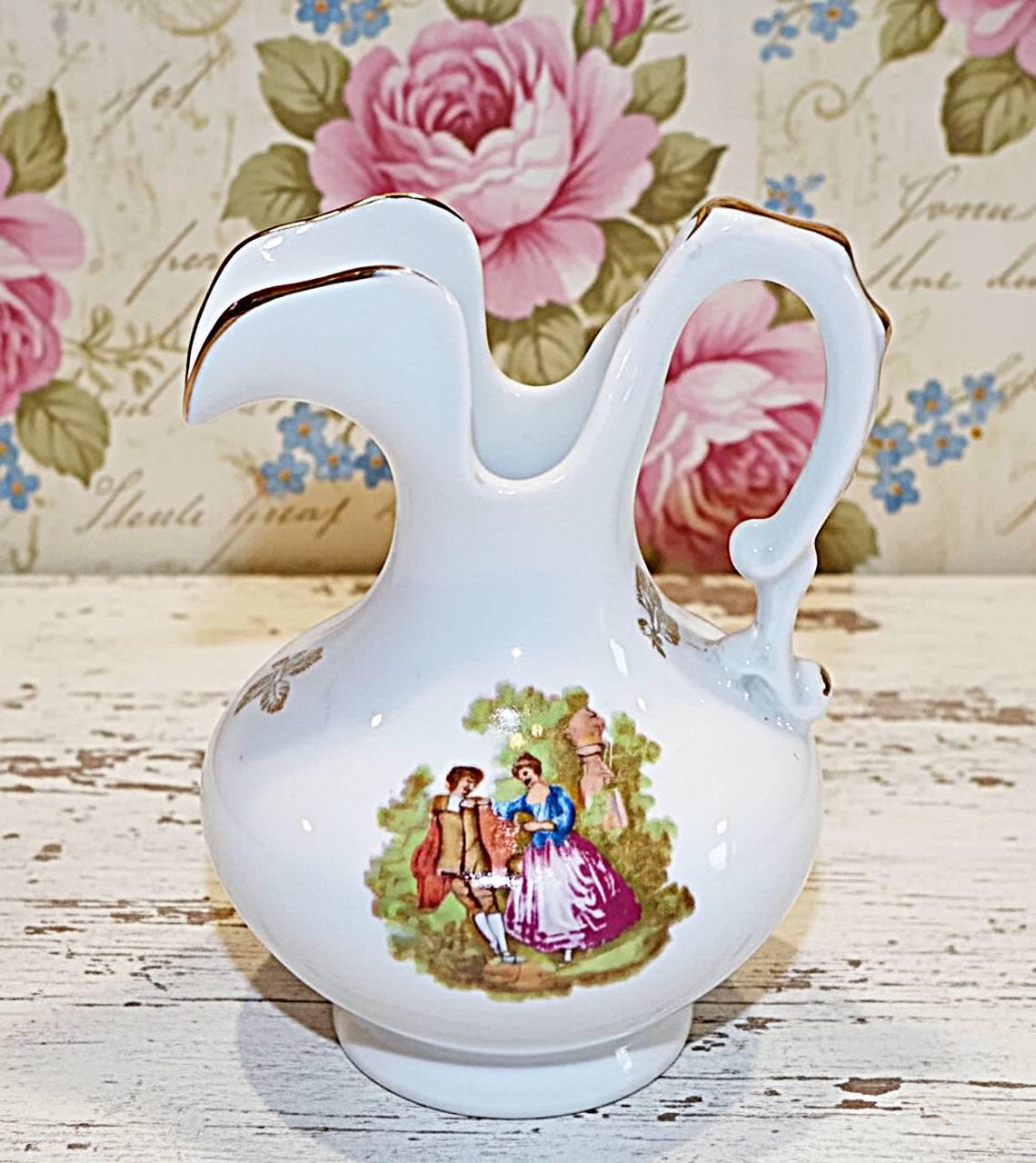 France Vintage - Small Limoges Porcelain Pitcher - Shabby Chic, Country ...