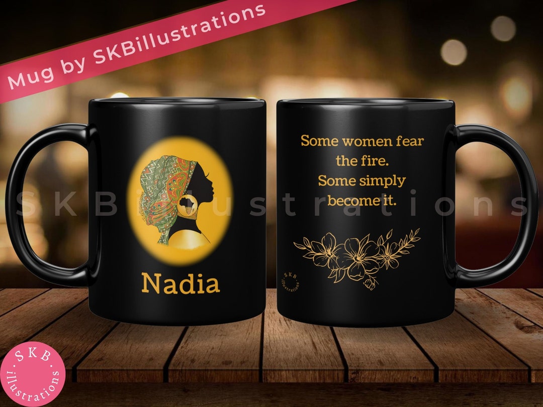 Black Woman Customized Mug Personalized Black Mug African Tribal Black ...