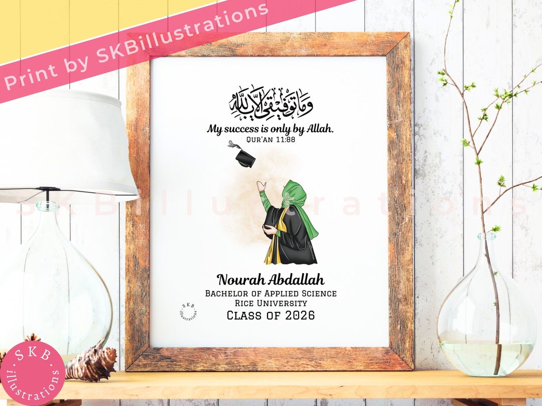 Muslim Hijabi Graduation Gift Quran Arabic Calligraphy Graduation ...