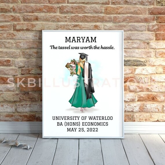 Hijabi Bachelors Cap Muslim Graduation Print Hijabi Gift | Etsy