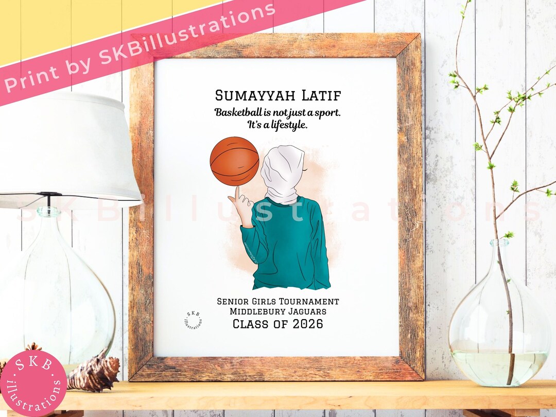 Muslim Hijabi Basketball Player Gift Best Gift Hijabi Sister Print ...