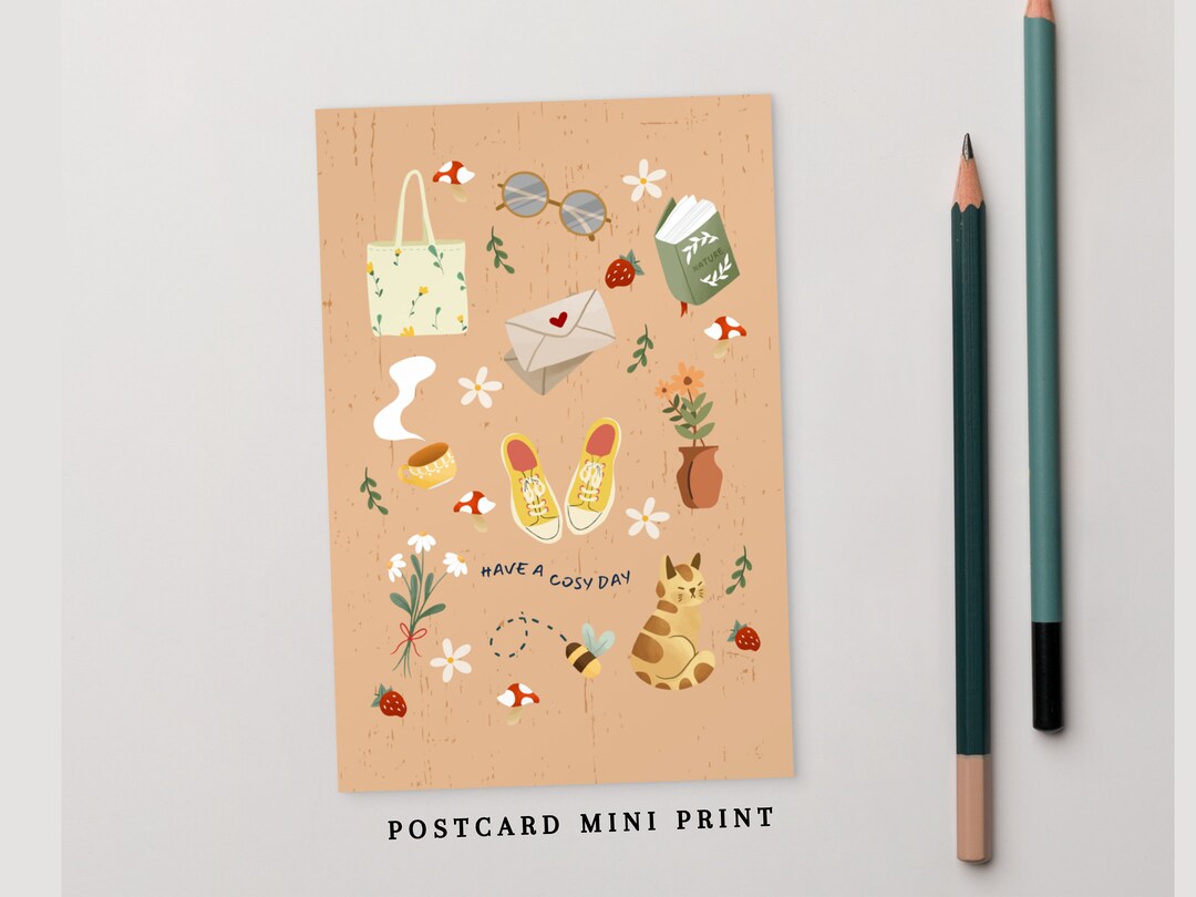 Cottagecore Collage Postcard Art Print Cosy Day Positive Unframed Wall ...