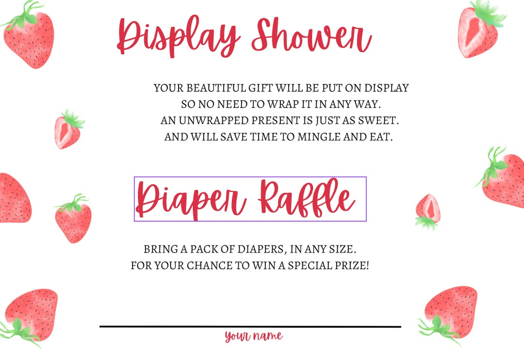 Invitation Insert for Display Baby Showers and Diaper Raffles! - Etsy
